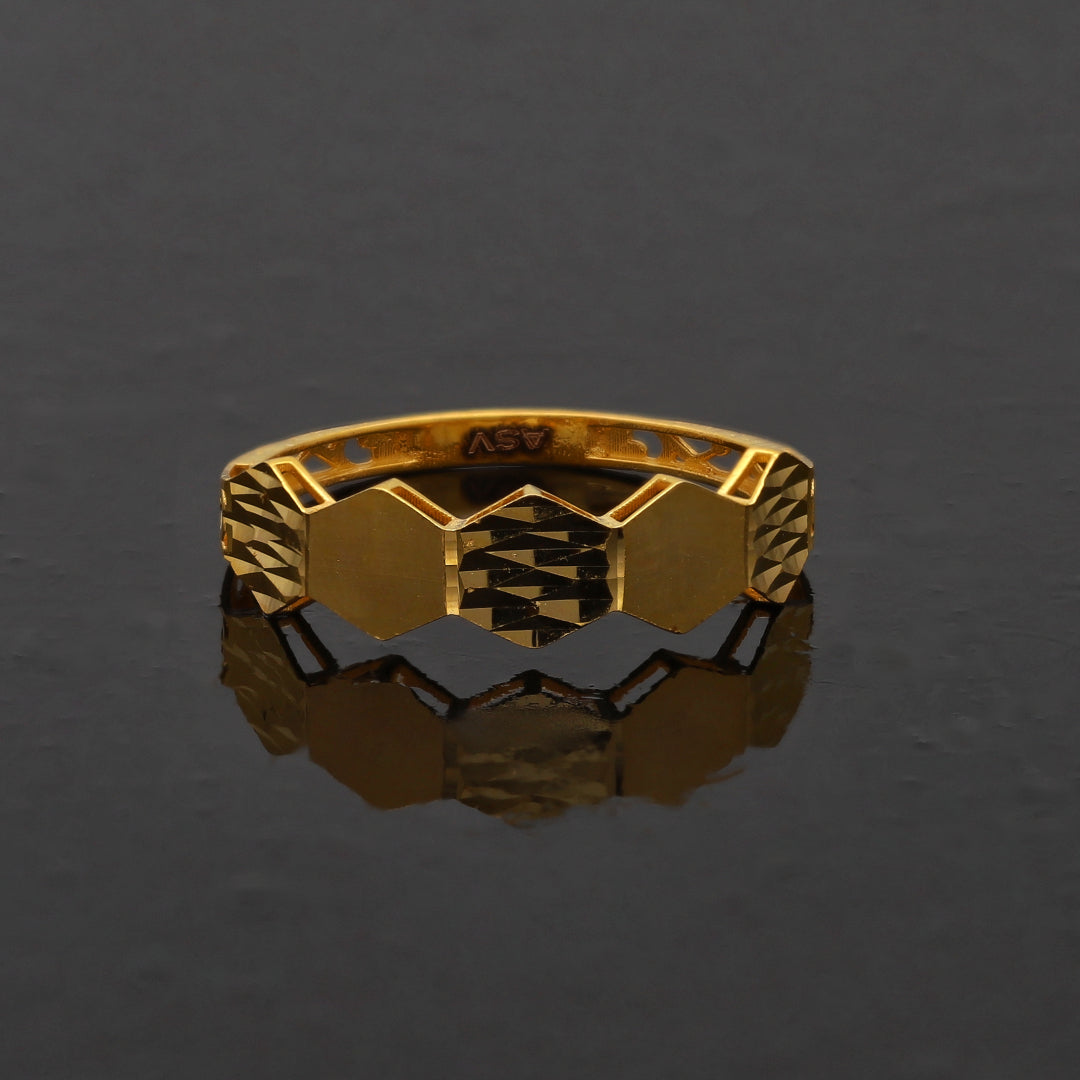 Buy Gold Hexa-Cut Ring 21KT – Elegant Design in Kuwait – FK Jewellers